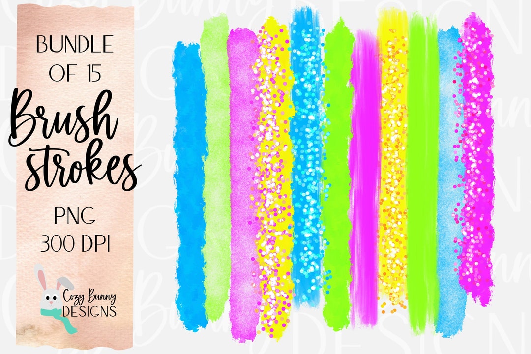 80s Neon Brush Strokes Clipart Bundle | Neon Brush Stroke Clip Art PNG ...