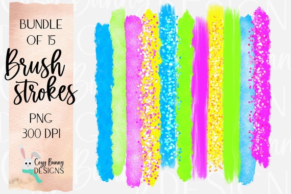 80s Neon Brush Strokes Clipart Bundle Neon Brush Stroke Clip - Etsy