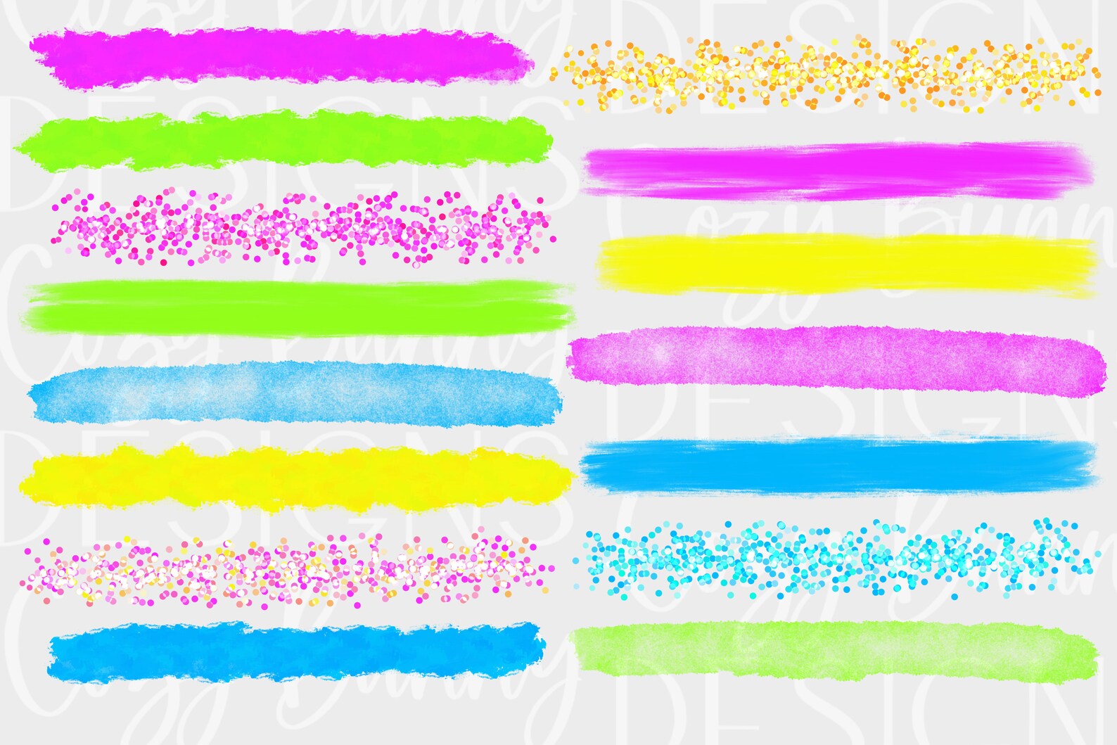 80s Neon Brush Strokes Clipart Bundle Neon Brush Stroke Clip Art PNG ...