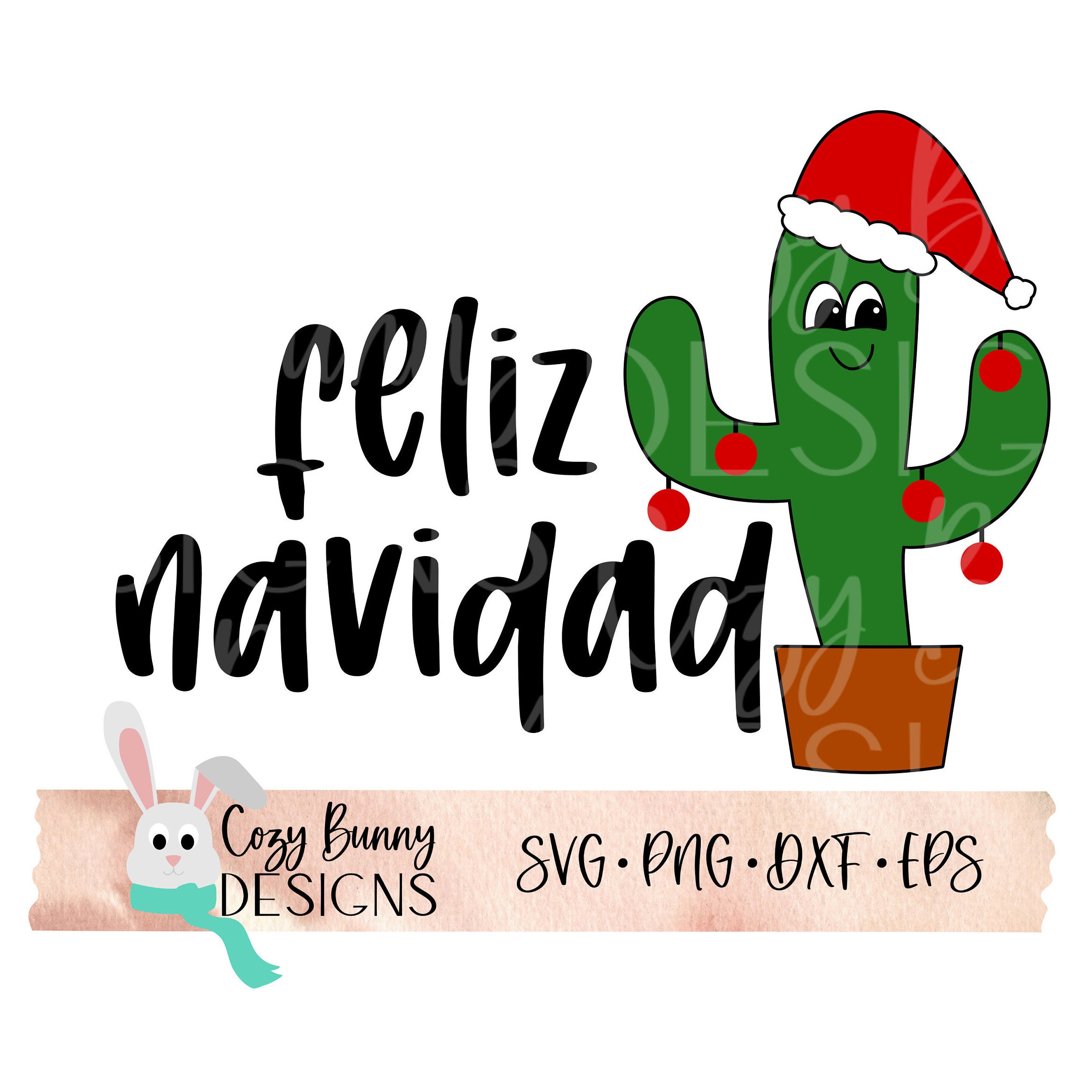 Christmas Cactus SVG Bundle (4 Designs) - Feliz Navidad and Merry ...