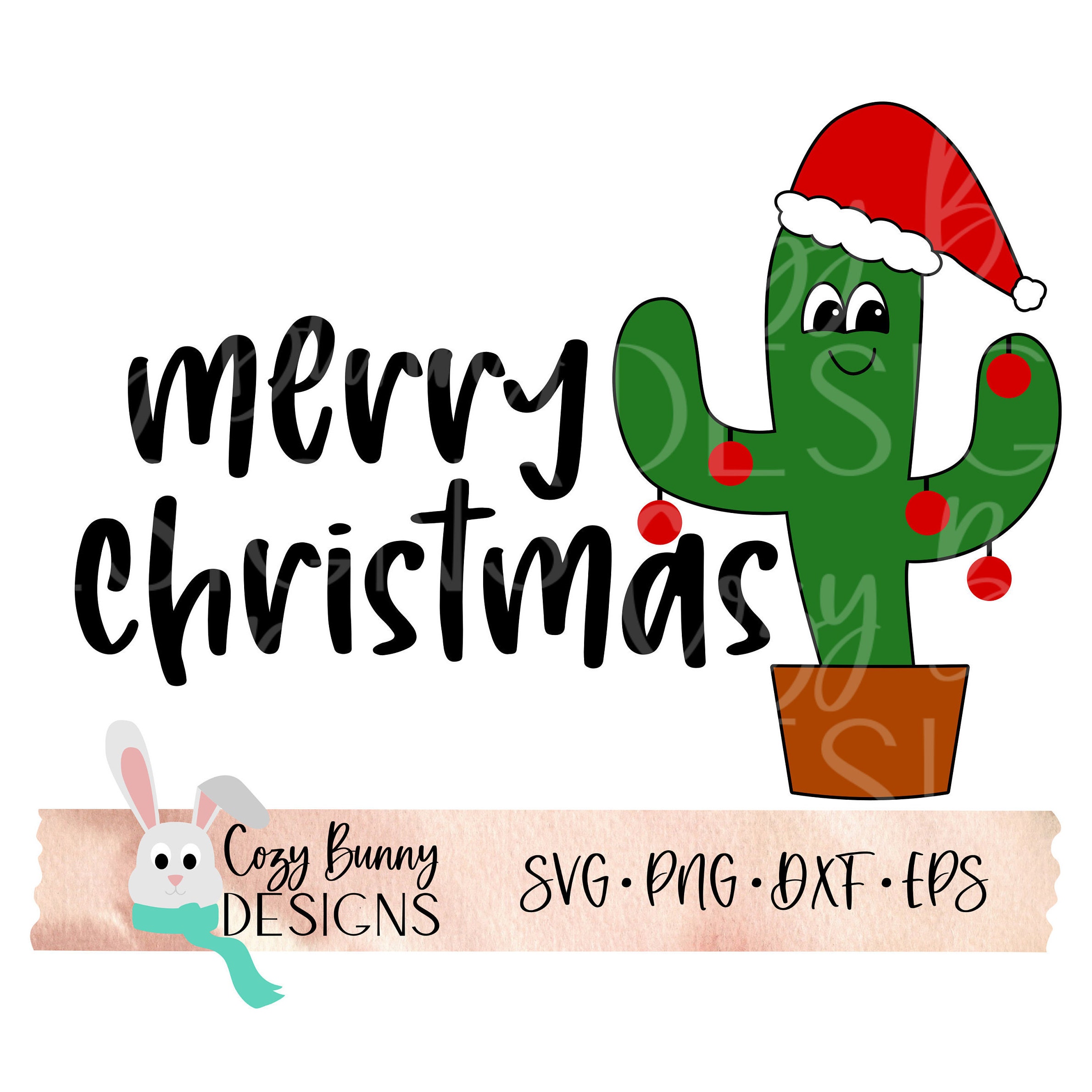 Christmas Cactus SVG Bundle (4 Designs) - Feliz Navidad and Merry ...