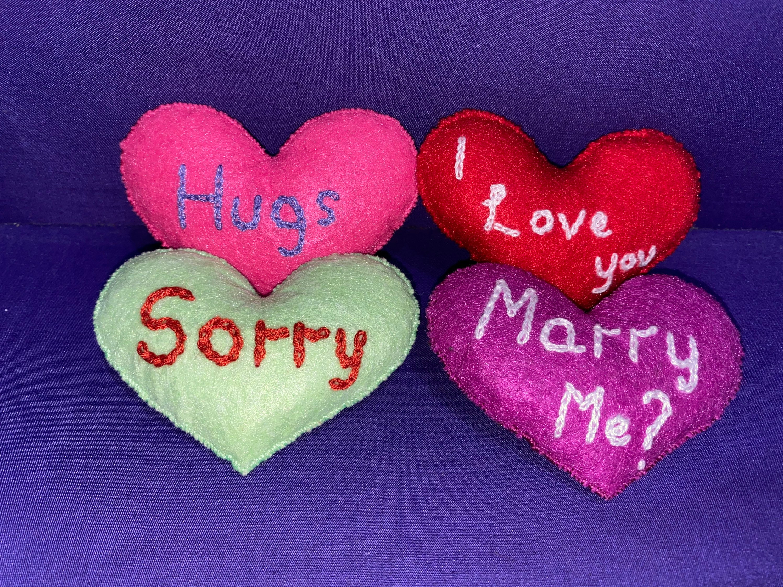 Hand sewn felt pocket hug/ heart sentiment | Etsy