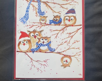 Owl Christmas Card - Etsy