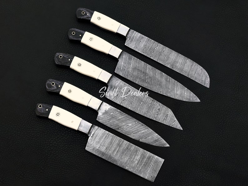 Handmade Chef Set of 5 Knives Damascus Chef Set of 5 Knives - Etsy
