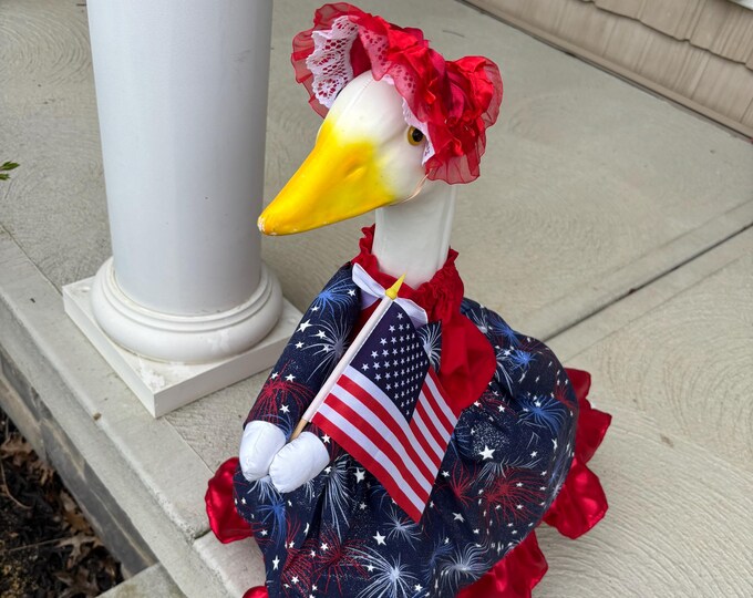4th of July Fireworks Goose Dress and Hat (fits 19 Inch to 24 Inch ...