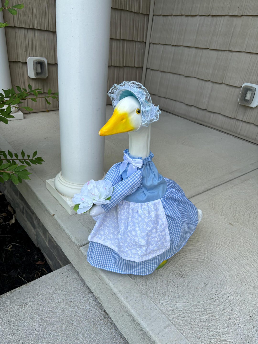 Country Goose Blue Gingham Dress and Hat for 19 to 24 Large Goose or ...