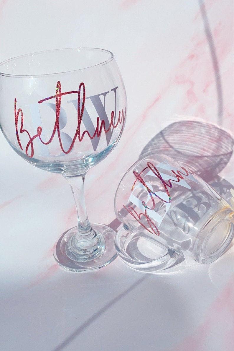 MATCHING SET Gin Glass & Glass Mug Personalised Glass Mug - Etsy UK
