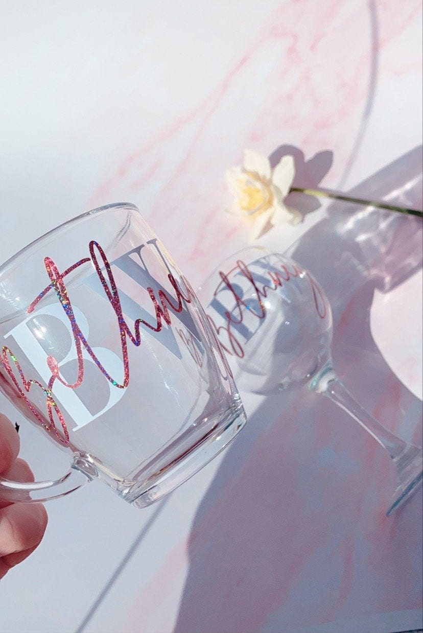 MATCHING SET Gin Glass & Glass Mug Personalised Glass Mug - Etsy UK