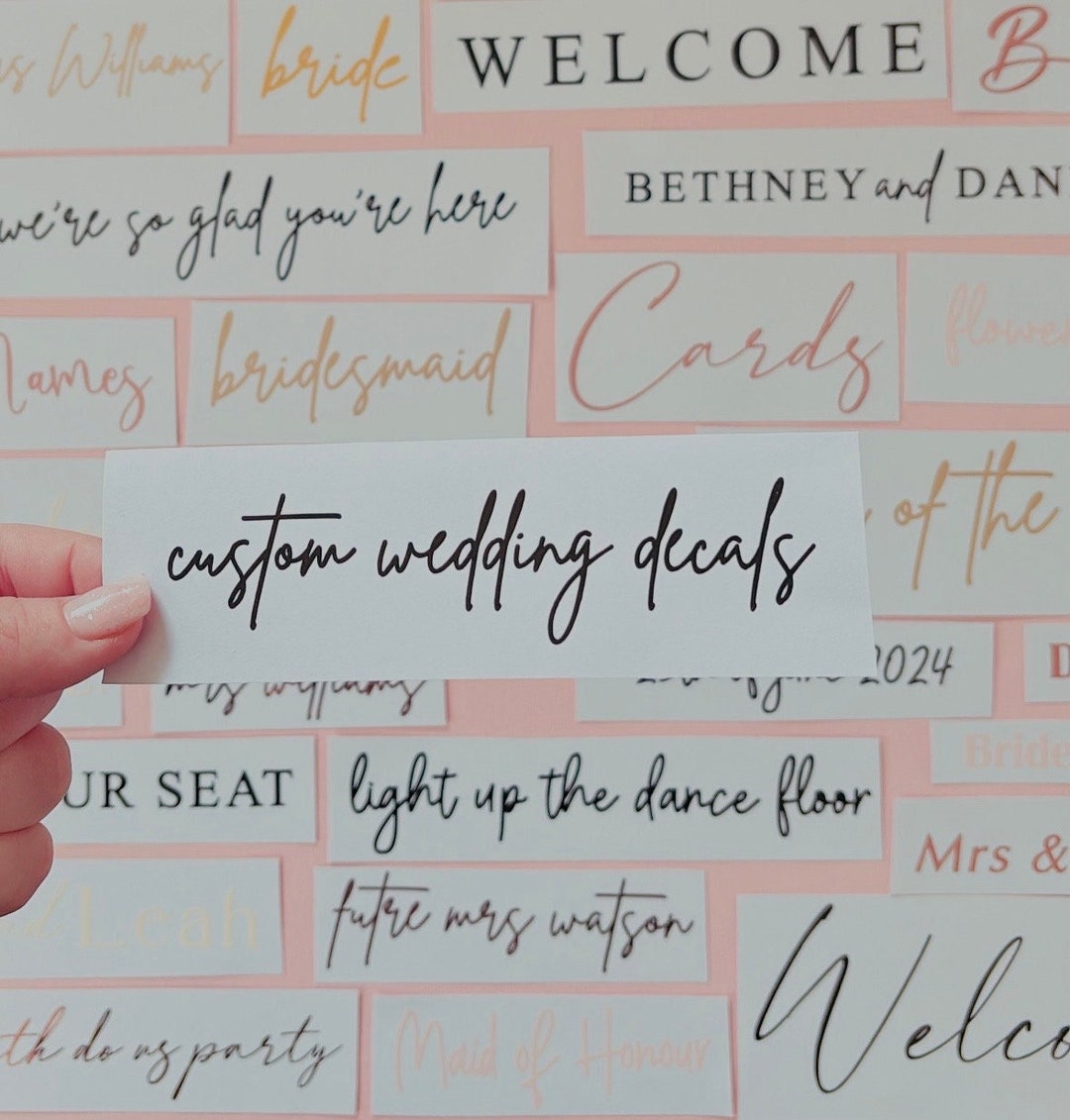 PERSONALISED VINYL Labels|wedding Vinyl Decals|wedding Sign Decals ...