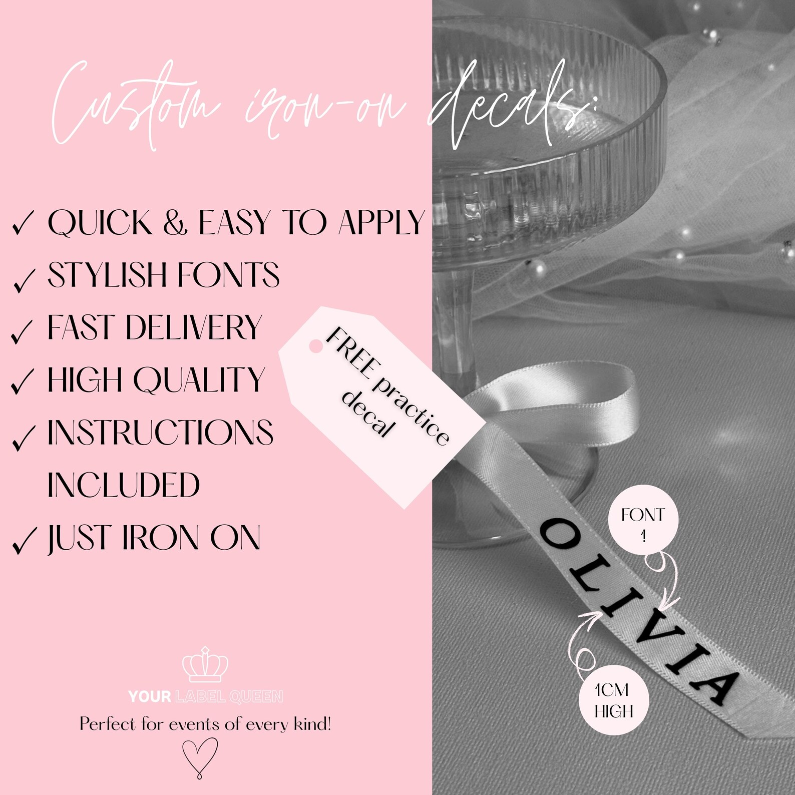 PERSONALISED IRON Vinyl Labels| Iron on Names| Fabric Stickers| Custom ...