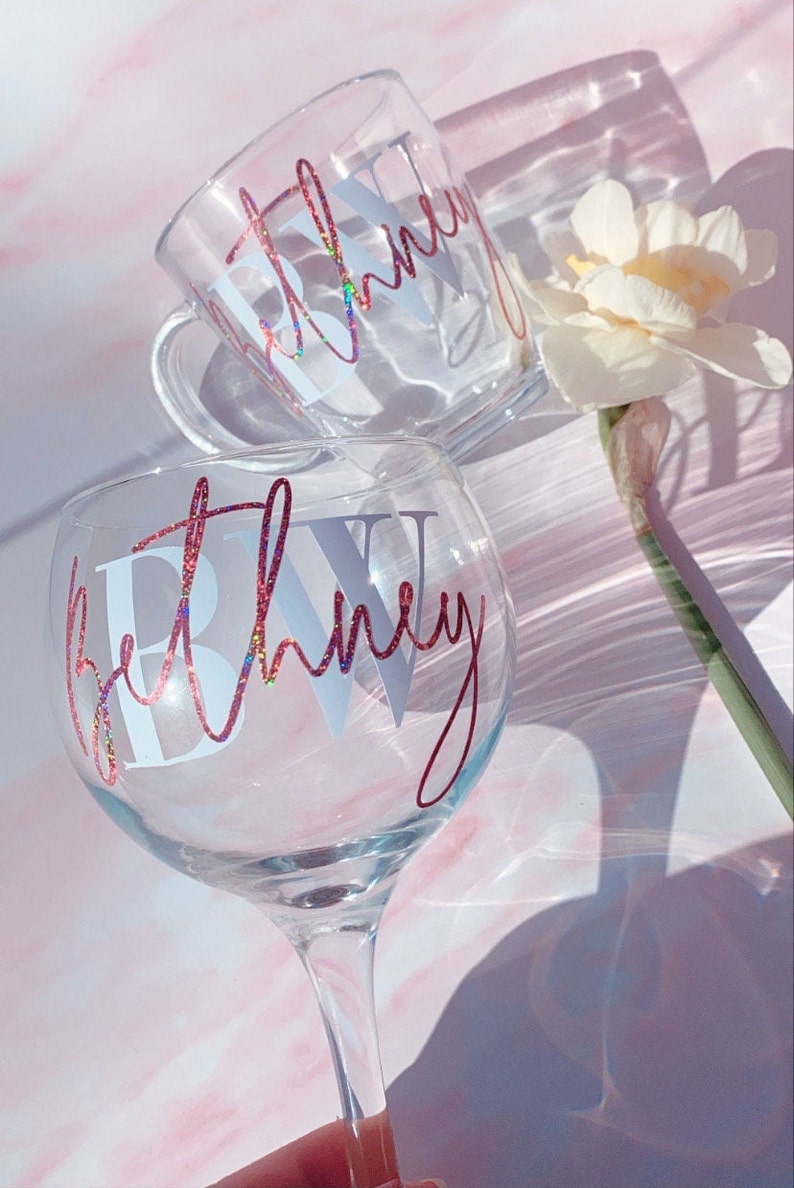 MATCHING SET Gin Glass & Glass Mug Personalised Glass Mug - Etsy UK