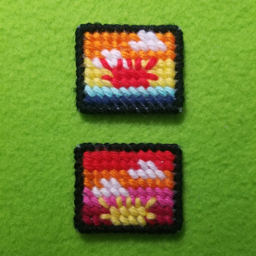 Lesbian or Aroace Sunset Pride Pin Handmade, Needlepointed Subtle Pride ...