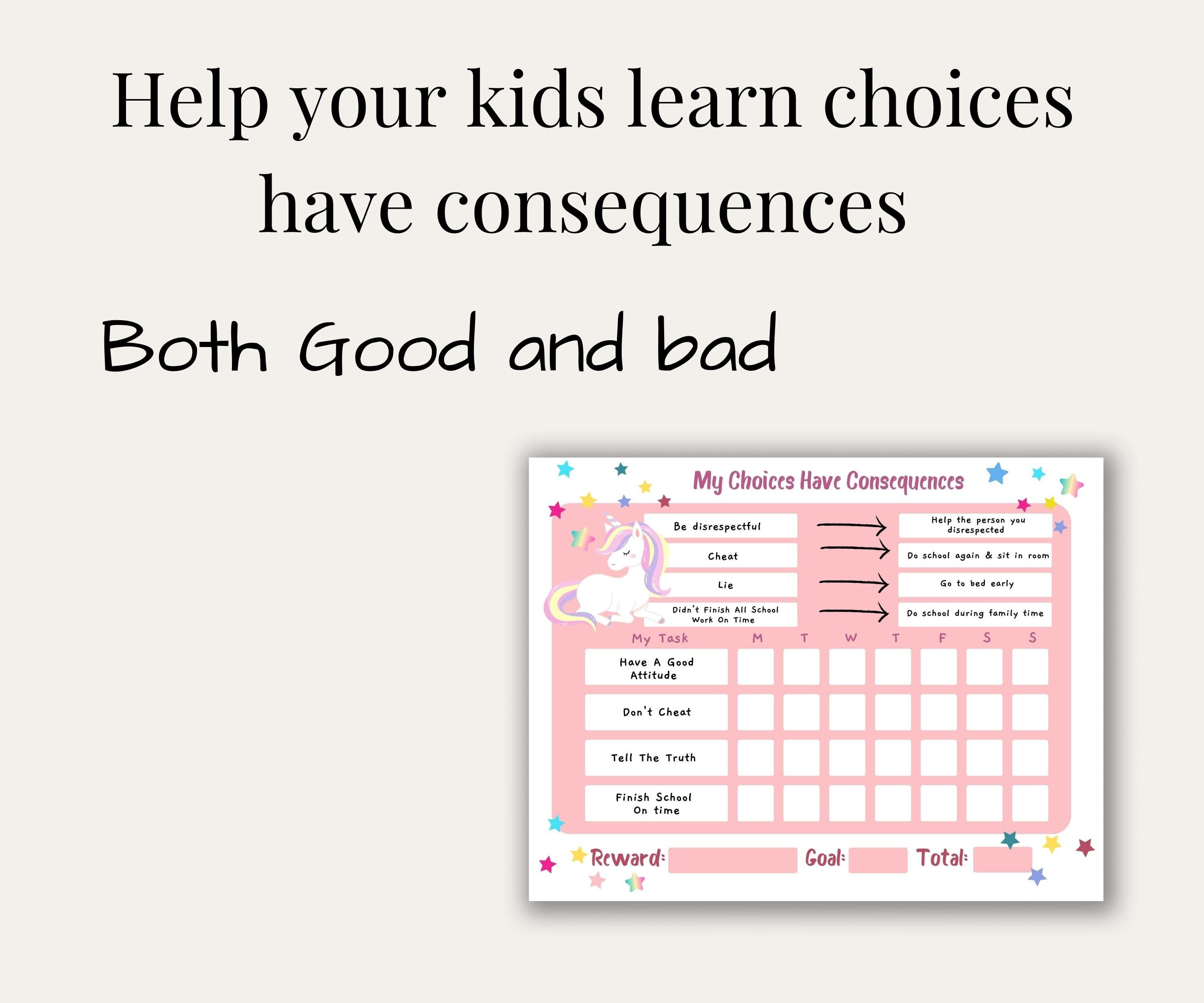 Printable Behavior Chart With Consequences and Rewards / - Etsy