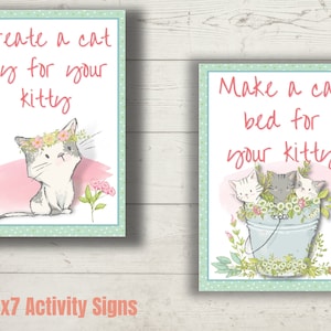Kitten Adoption Certificate and Activity Signs | Printable Cat Party ...