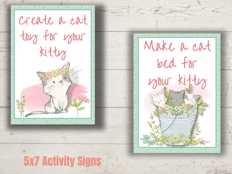 Kitten Adoption Certificate and Activity Signs | Printable Cat Party ...