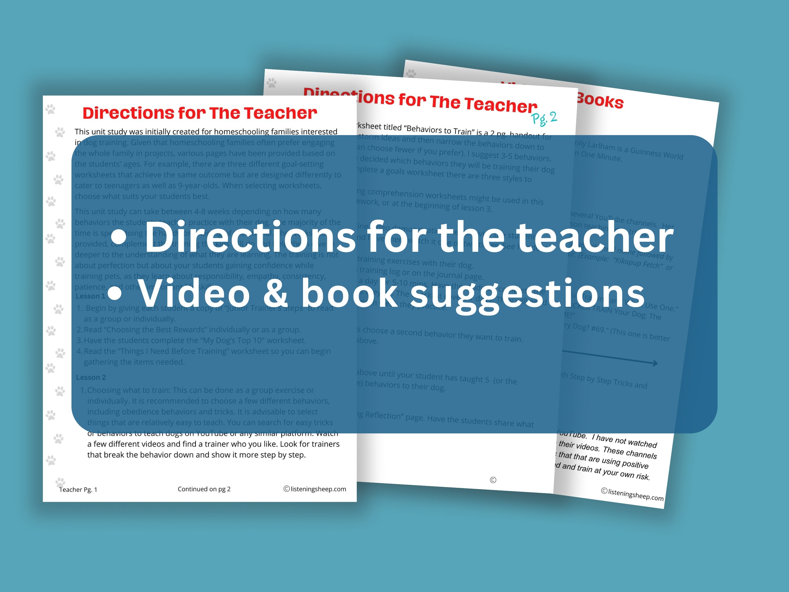 Jr. Cat Training Unit Study With Lesson Plans, Worksheets and ...