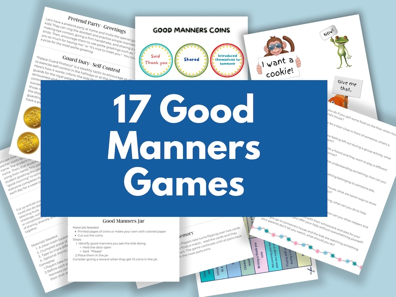 Good Manners - Social Skills Cards & Games: Etiquette Learning for Kids ...
