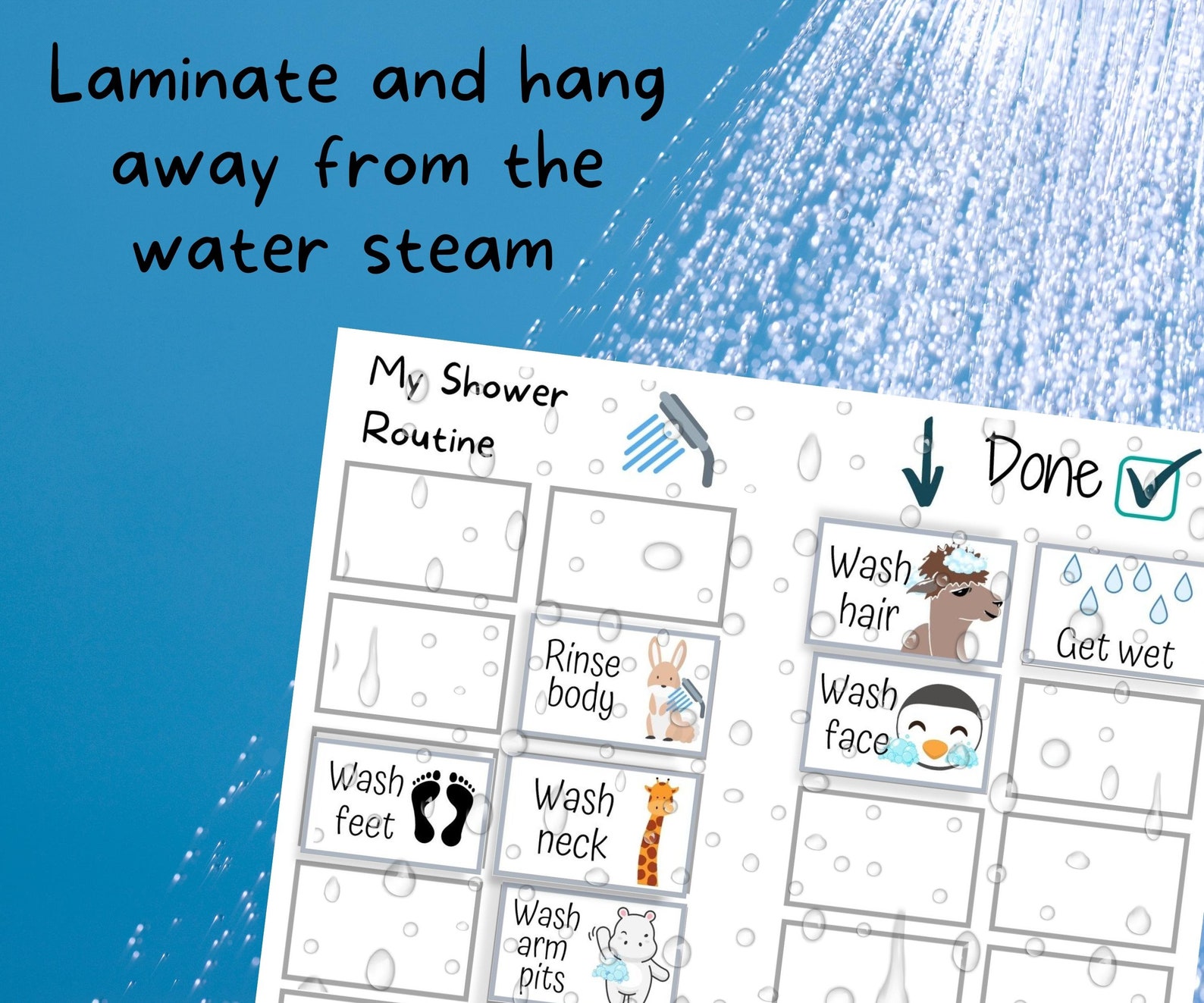 Shower Routine Chart for Kids Shower Checklist Step by Step - Etsy