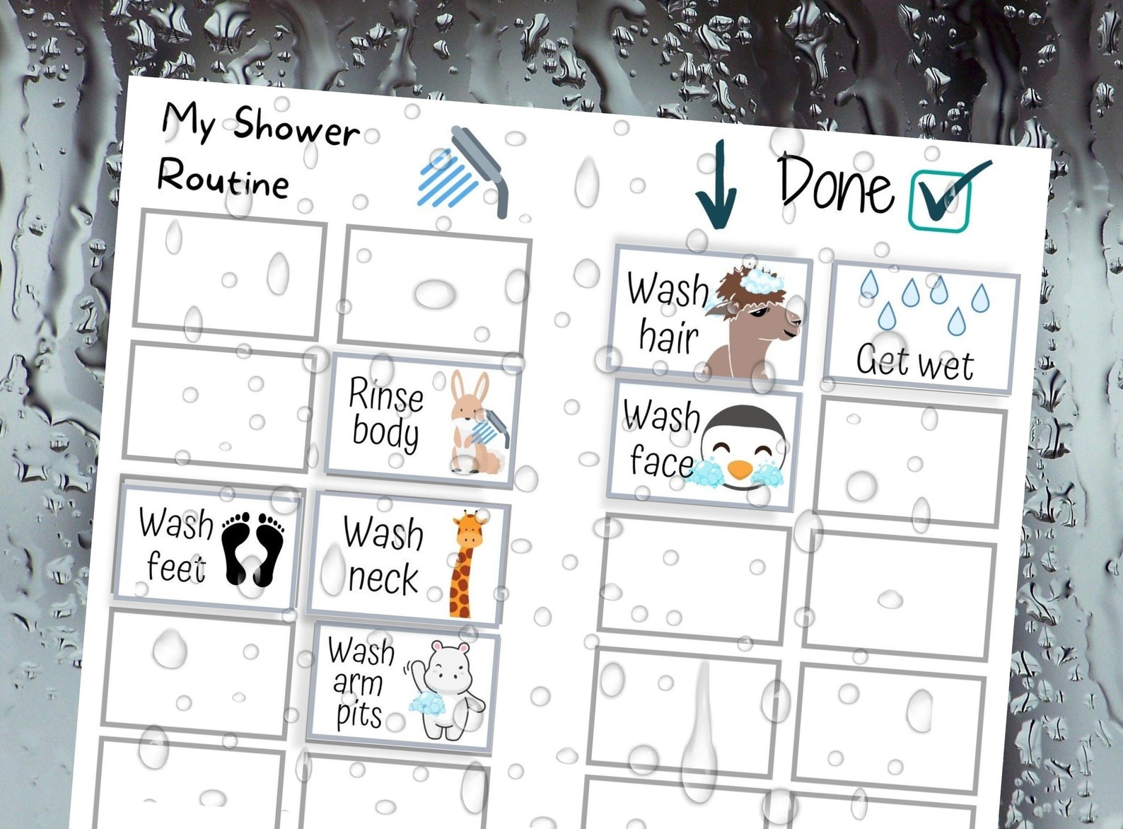 Shower Routine Chart for Kids Shower Checklist Step by Step - Etsy