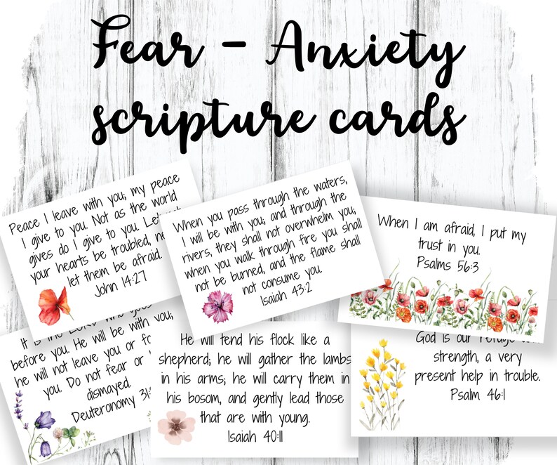 Fear and Anxiety Printable Bible Verse Cards Scripture Cards - Etsy