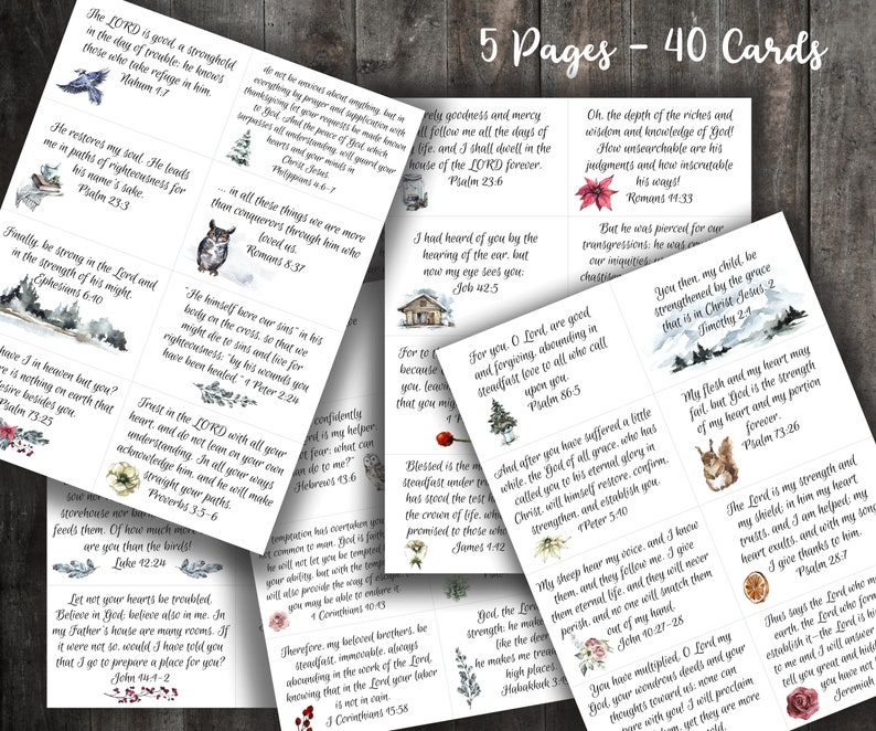 Printable Encouraging Scripture Cards Winter Theme ESV - Etsy