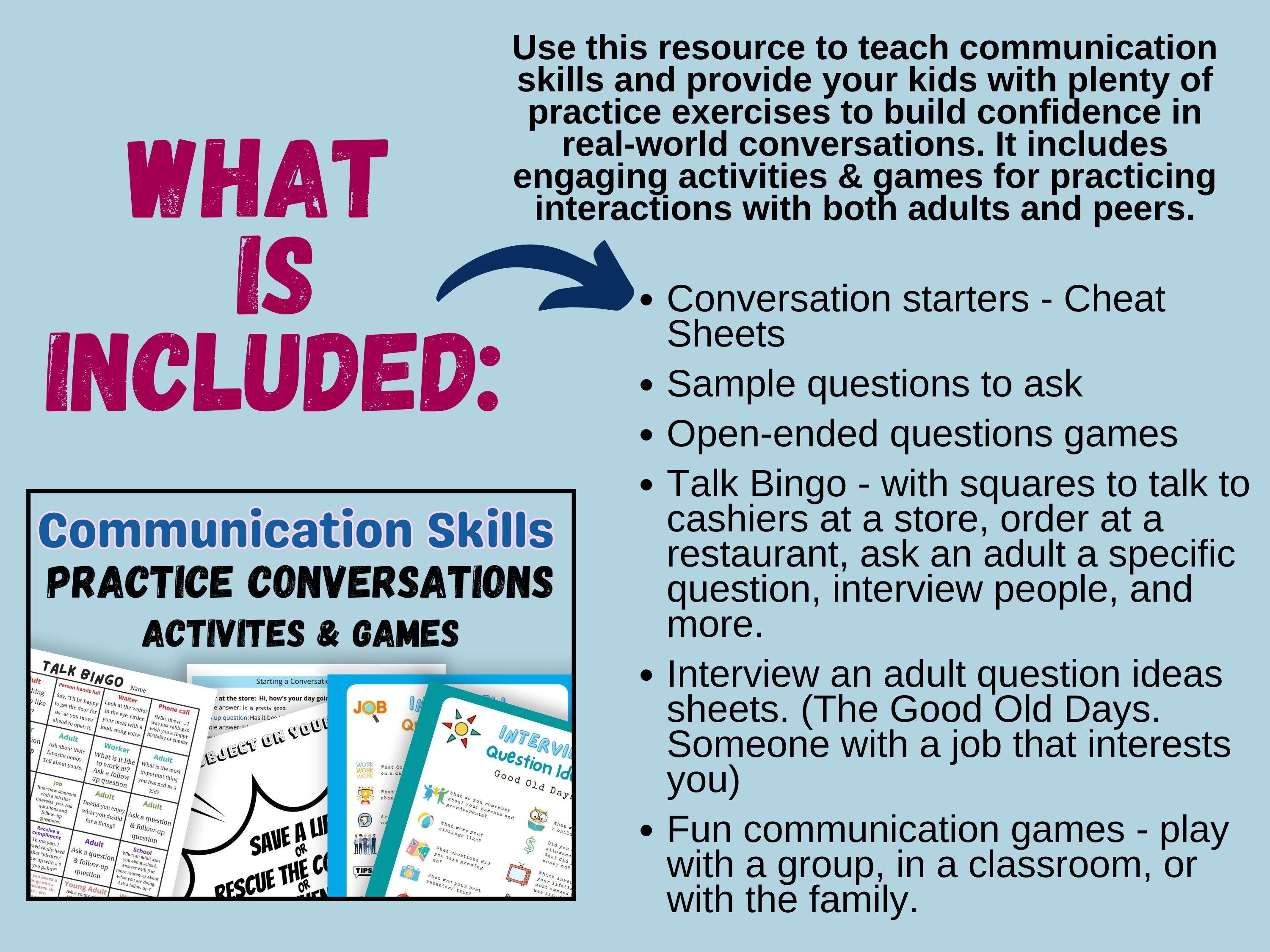 Conversation Starters: Communication Skills Games & Activities for Kids ...