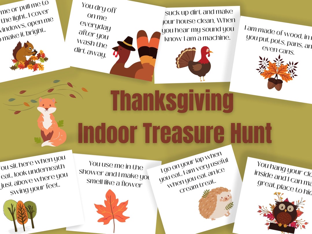 Thanksgiving Treasure Hunt Clues: Fall Scavenger Hunt (printable PDF ...