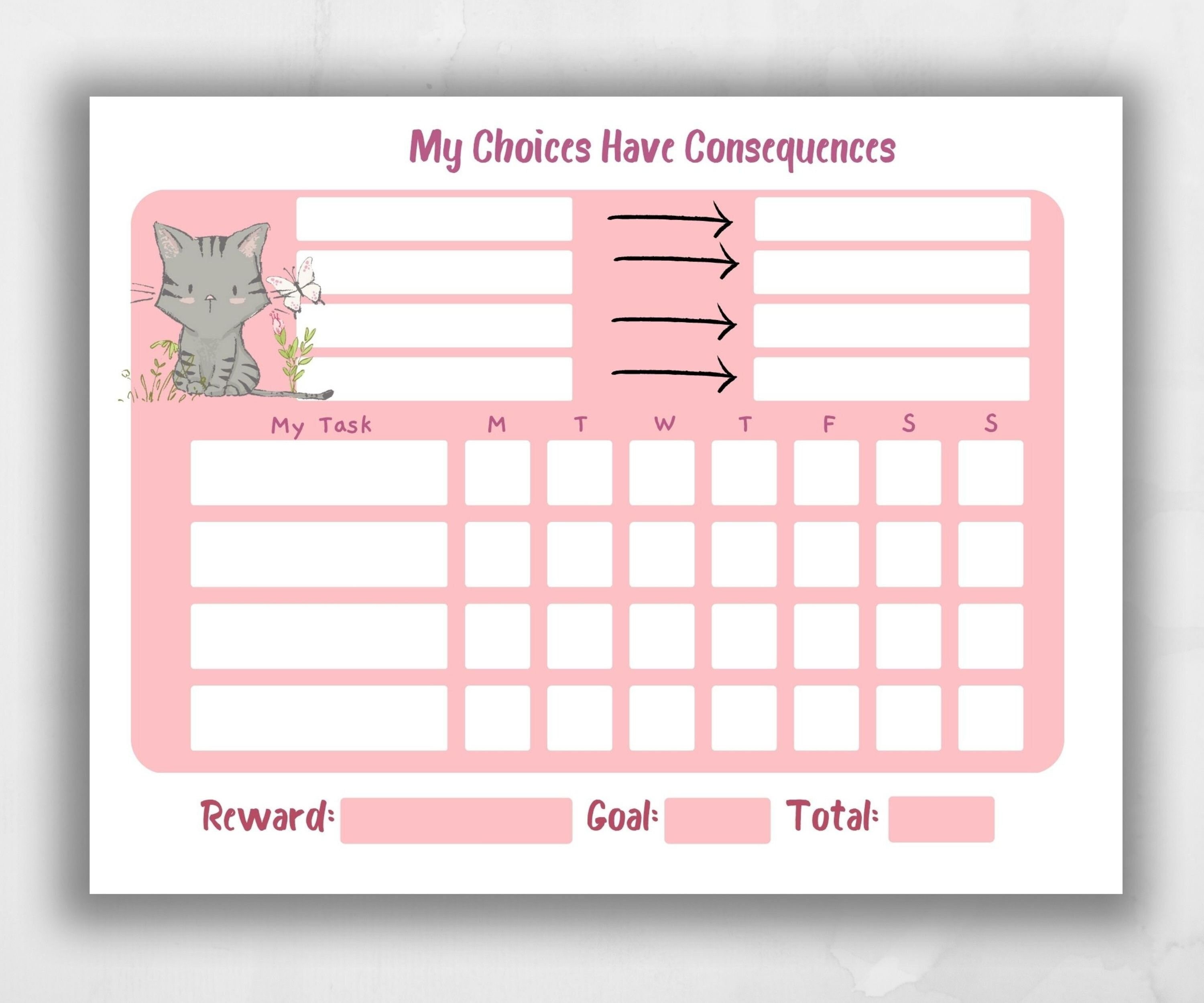 Printable Behavior Chart With Consequences and Rewards / - Etsy