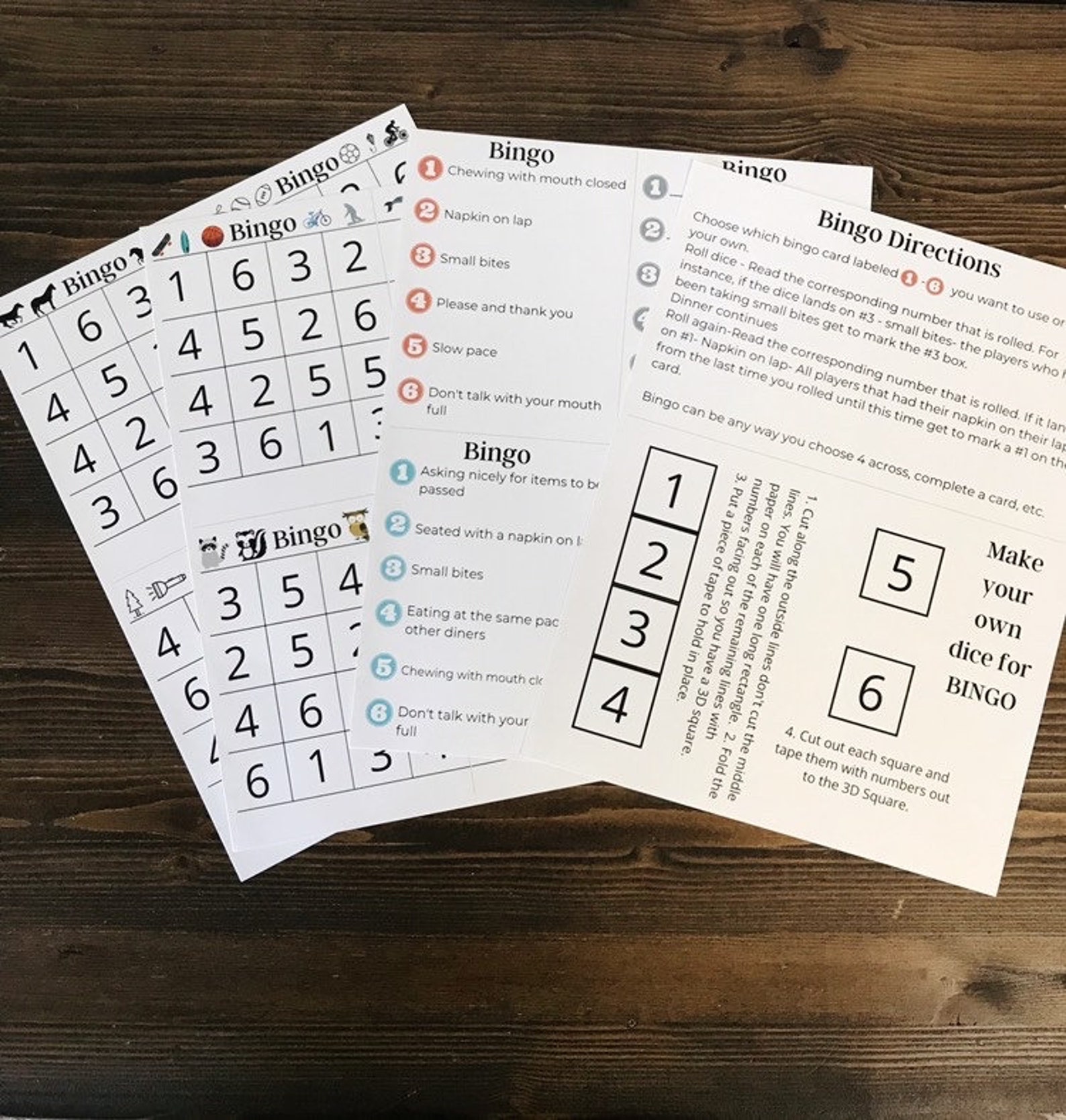 Printable Table Manners Game for Children | BINGO | Kids Dining ...