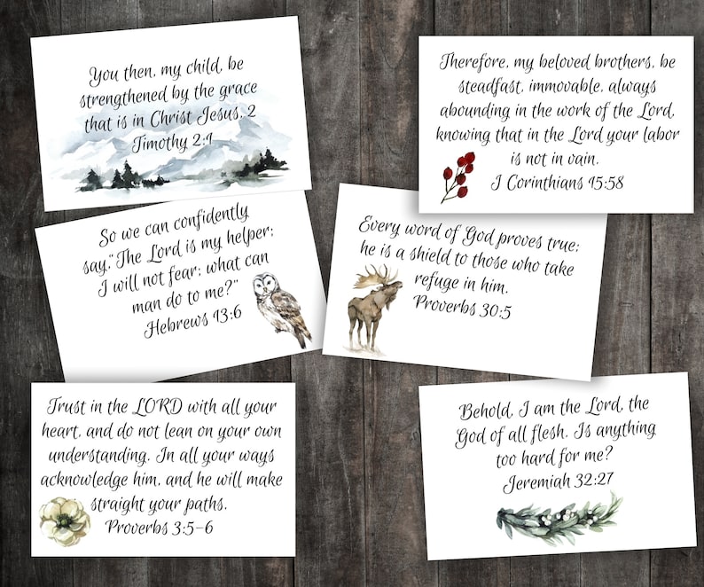 Printable Encouraging Scripture Cards Winter Theme | ESV Translation - Etsy