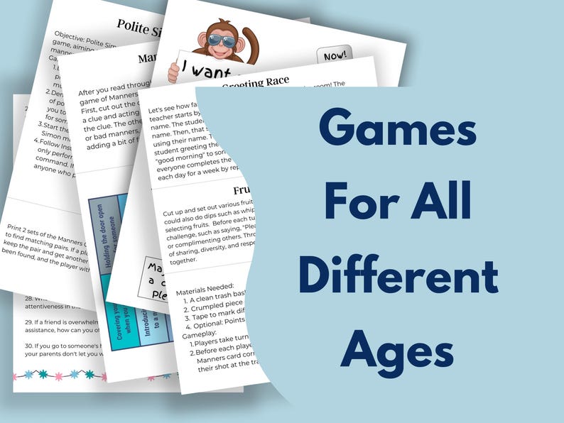 Good Manners - Social Skills Cards & Games: Etiquette Learning for Kids ...