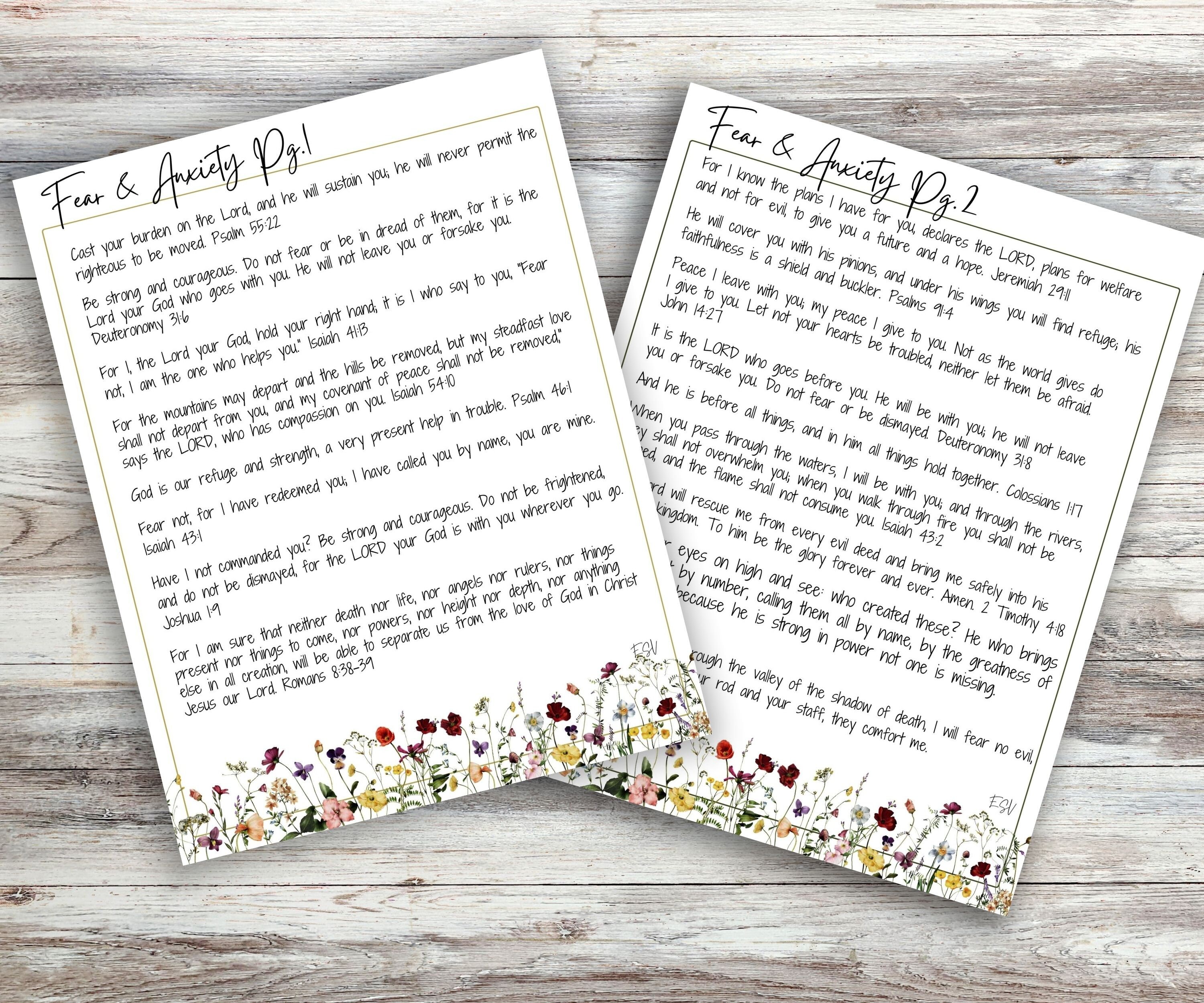 Hojas imprimibles de versículos bíblicos sobre miedo y - Etsy México