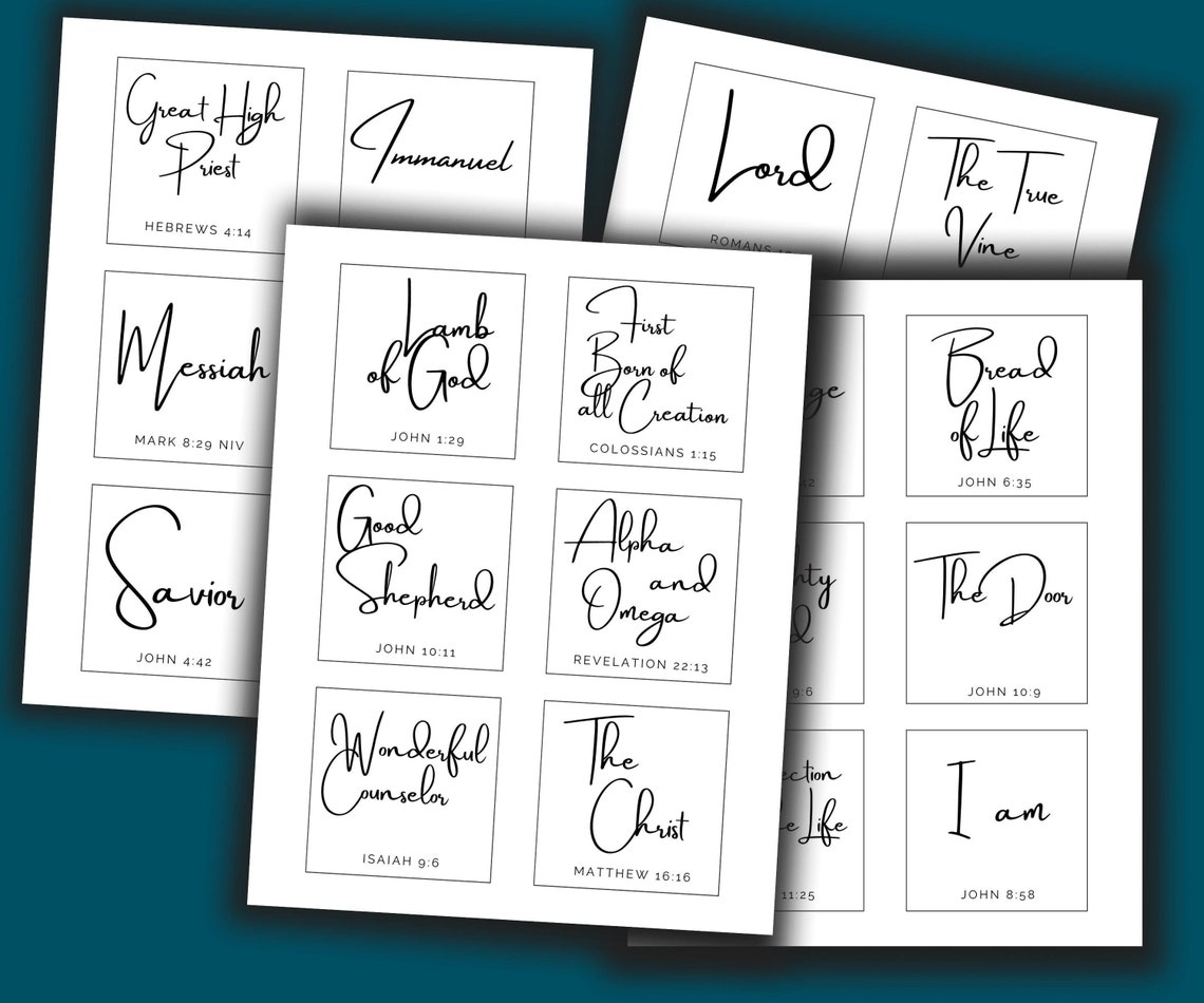 25 Names of Jesus Christ Printable Scripture Cards White - Etsy