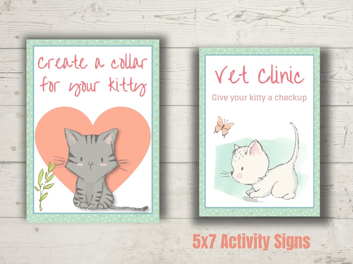 Kitten Adoption Certificate and Activity Signs Printable Cat | Etsy
