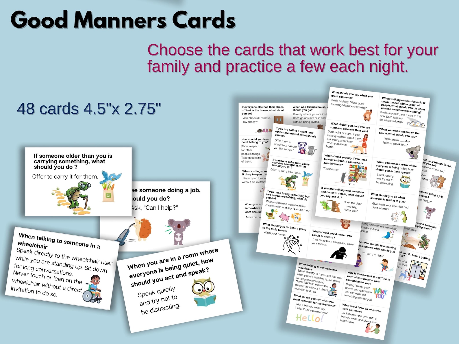Good Manners - Social Skills Cards & Games: Etiquette Learning for Kids ...