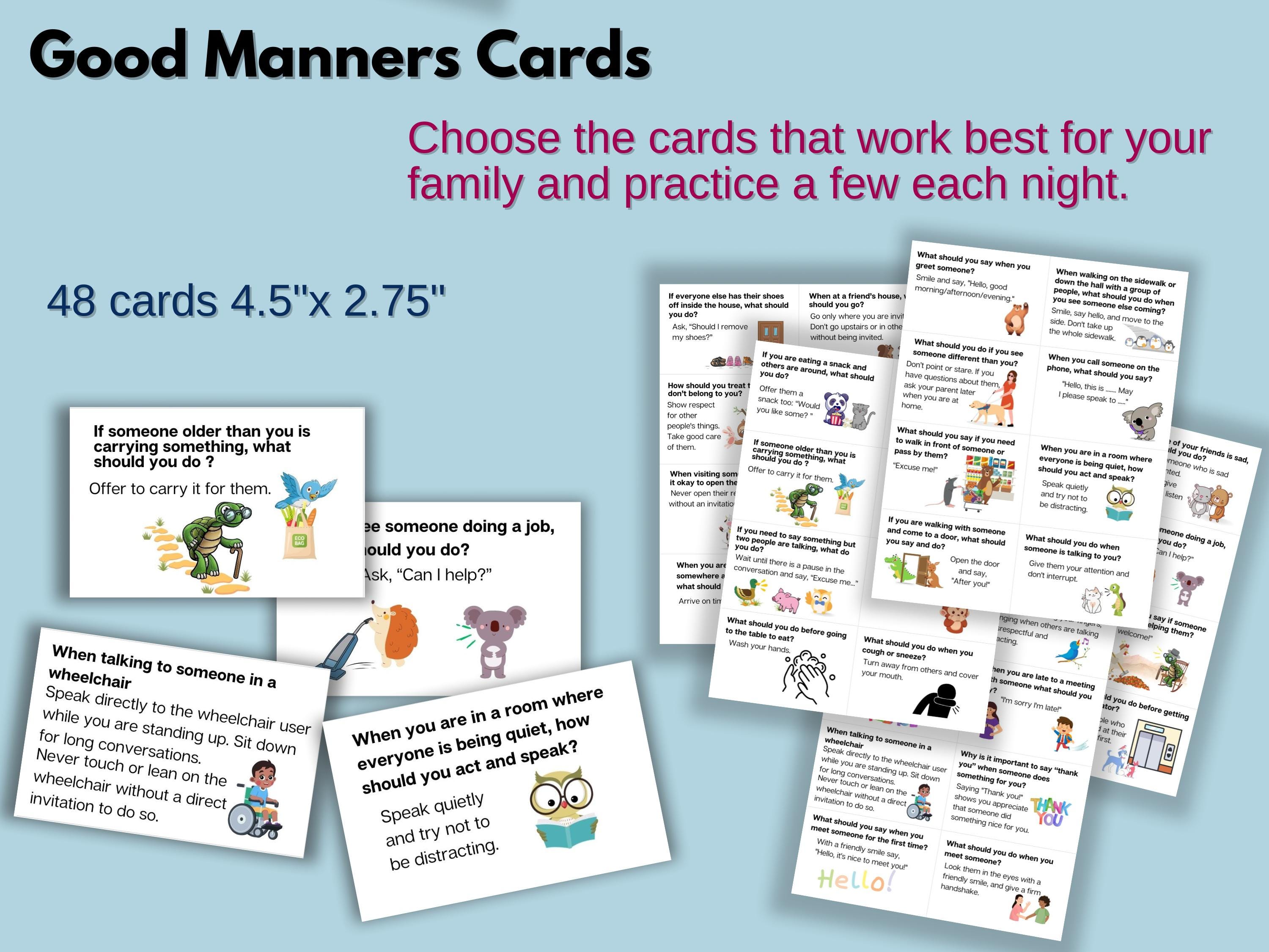Good Manners - Social Skills Cards & Games: Etiquette Learning for Kids ...