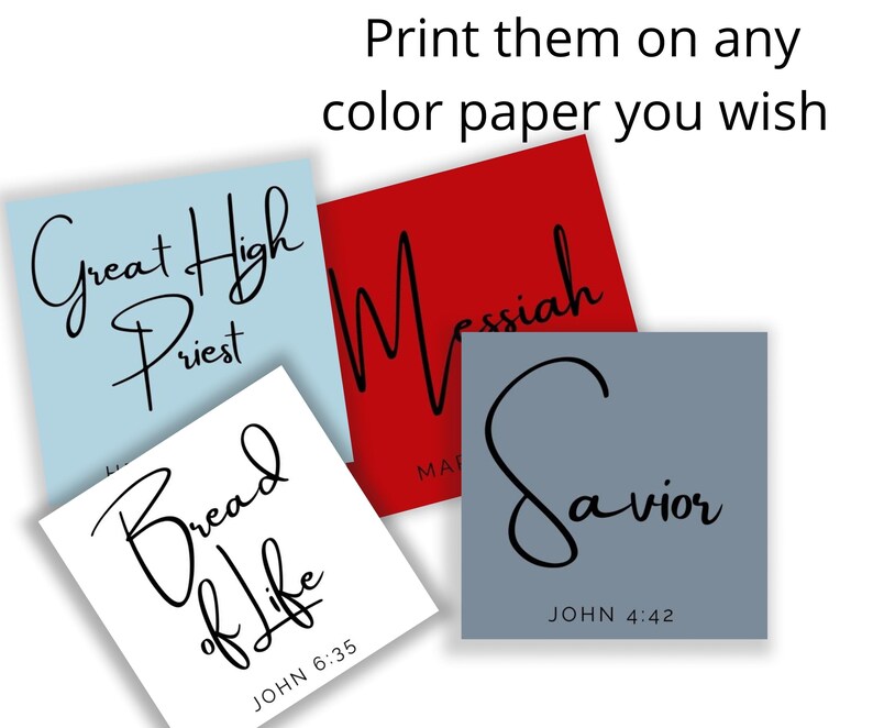 25 Names of Jesus Christ Printable Scripture Cards | White Background ...