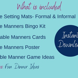 Printable Table Manners Bundle for Kids | Teaching Dining Etiquette - Etsy