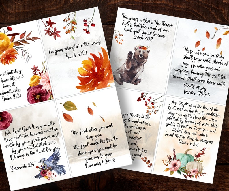 Printable Fall Scripture Cards Autumn Bible Verse Cards PDF - Etsy