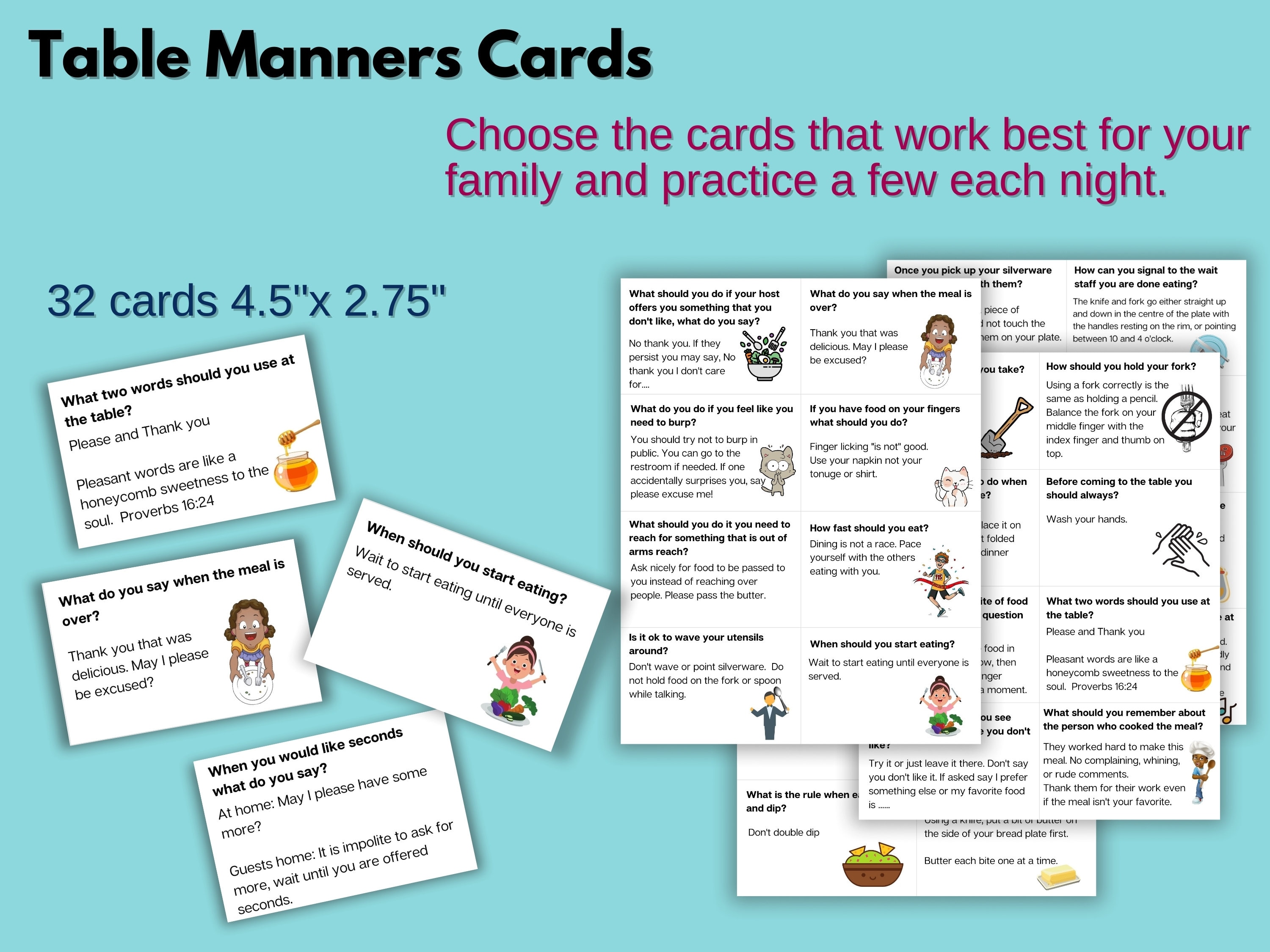 Printable Table Manners Bundle for Kids Teaching Dining - Etsy