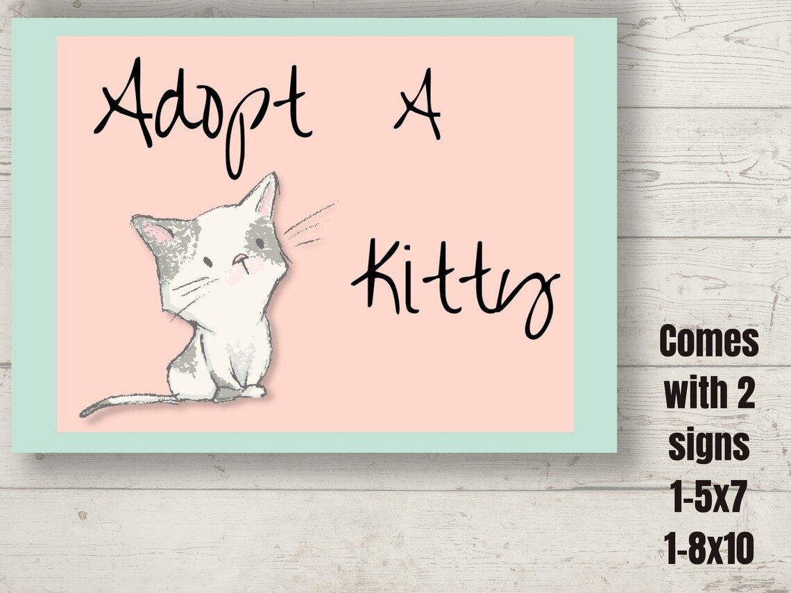 Kitten Adoption Certificate and Activity Signs Printable Cat | Etsy