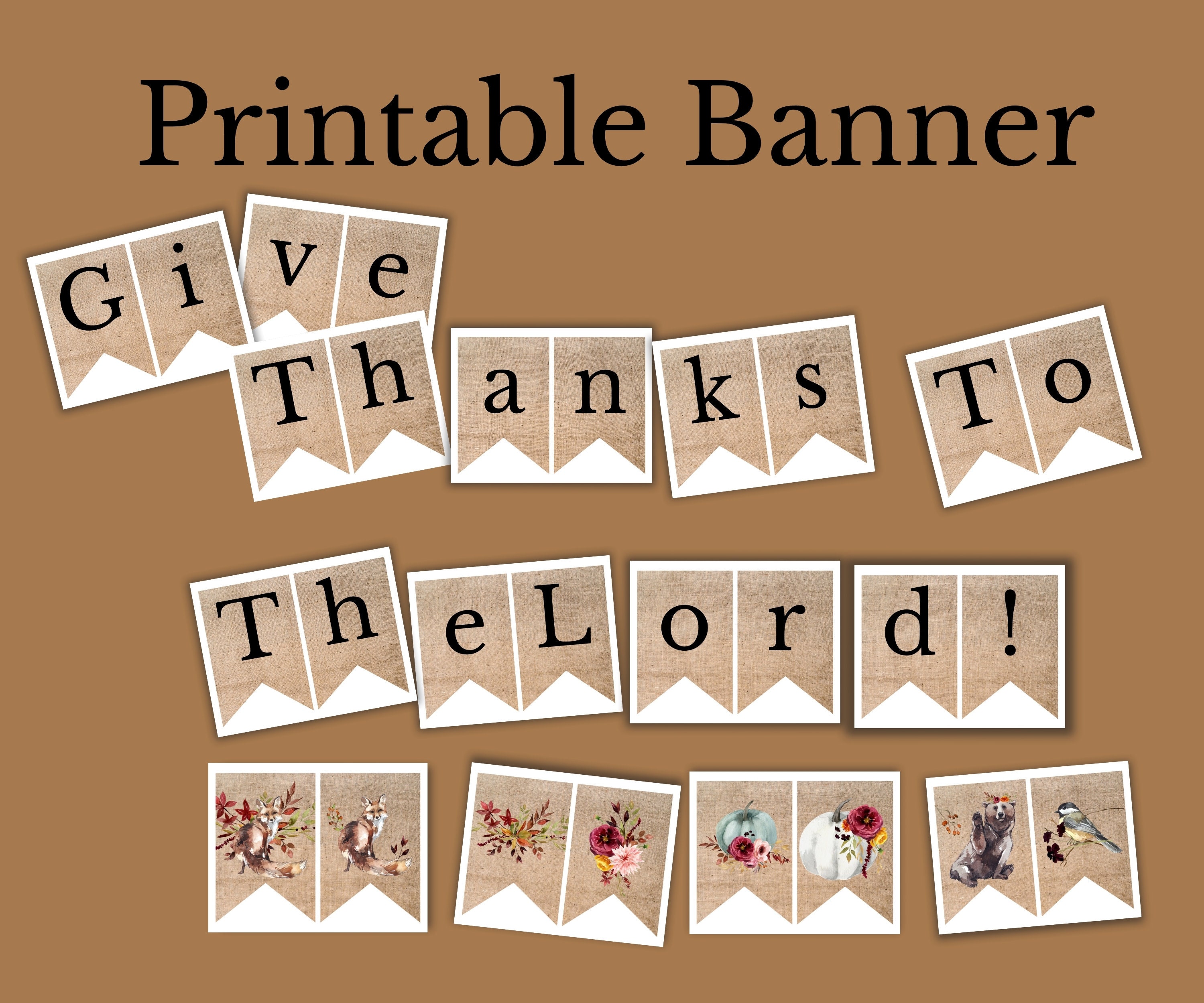 Give Thanks to the Lord Printable Banner Thanksgiving Banner - Etsy