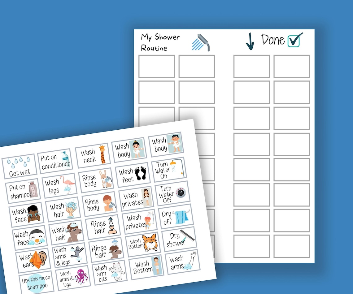 Shower Routine Chart for Kids Shower Checklist Printable - Etsy