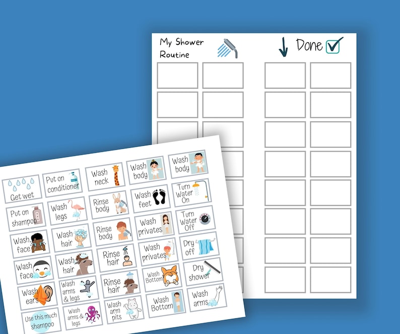 Shower Routine Chart: Visual Checklist, Step-by-step (PDF Download ...