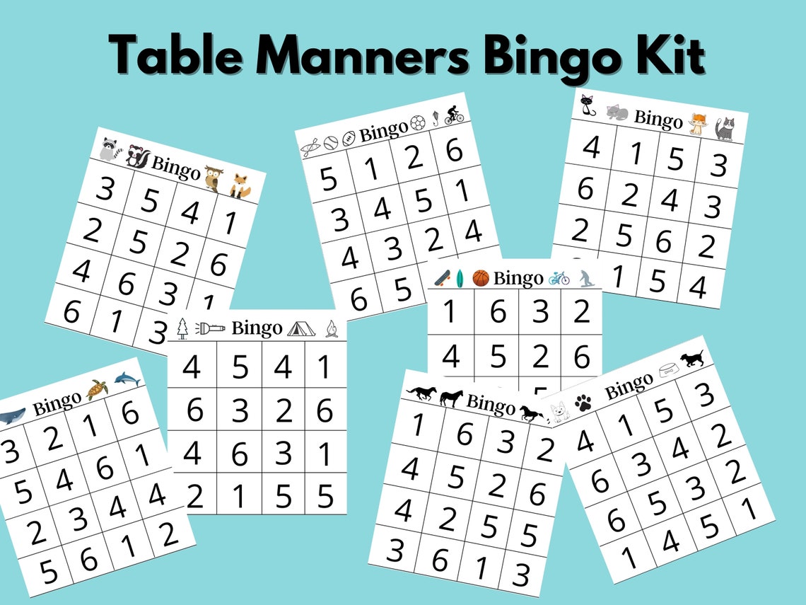 Printable Table Manners Game for Children BINGO Kids | Etsy
