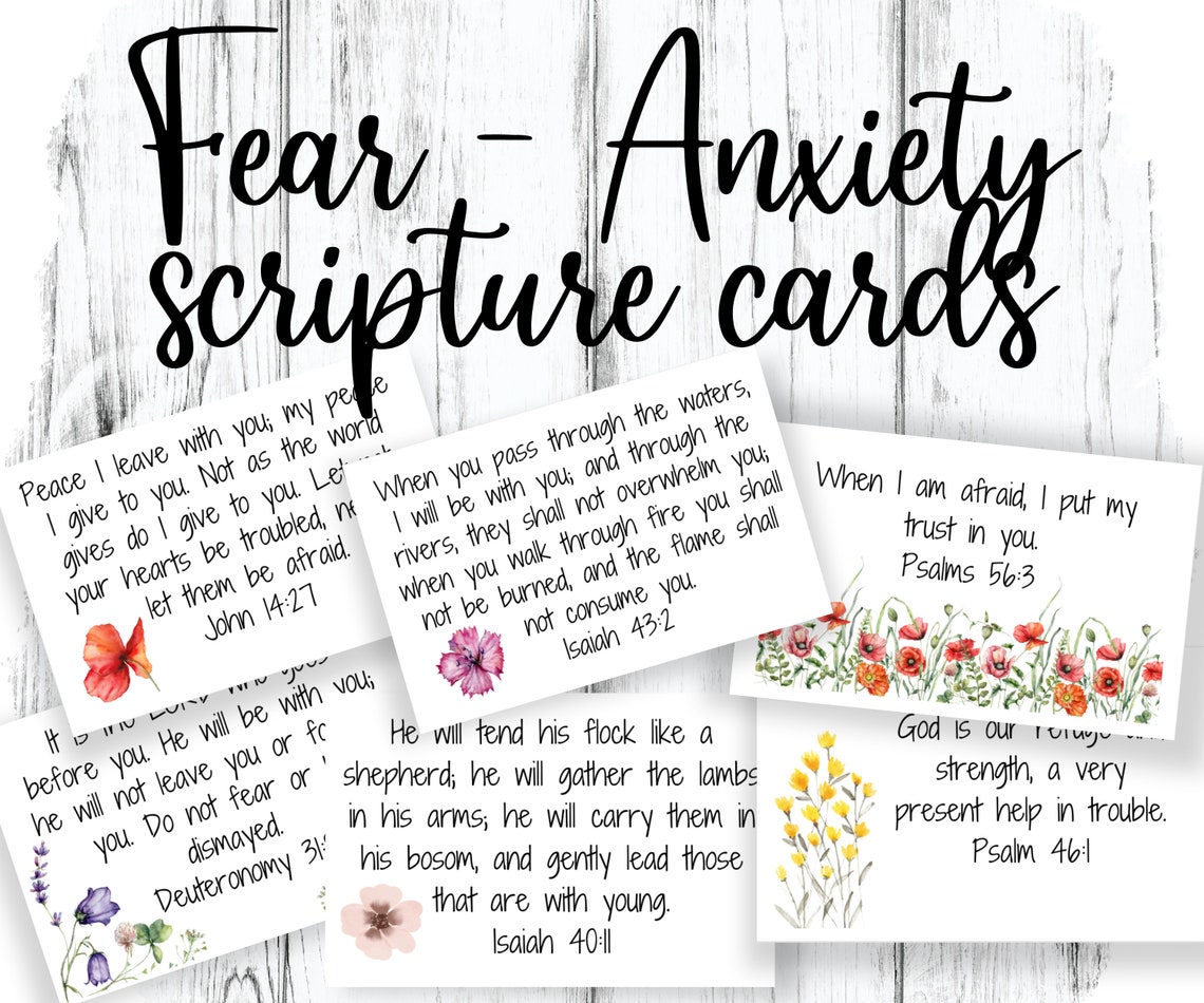Fear and Anxiety Printable Bible Verse Cards Scripture Cards - Etsy