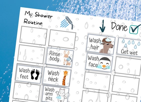 Shower Routine Chart for Kids Shower Checklist Printable | Etsy Canada