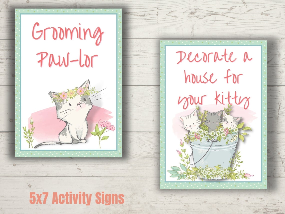 Kitten Adoption Certificate and Activity Signs Printable Cat | Etsy