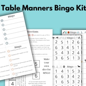 Printable Table Manners Game for Children | BINGO | Kids Dining Etiquette Game - Etsy