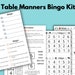 Printable Table Manners Game for Children BINGO Kids Dining Etiquette ...